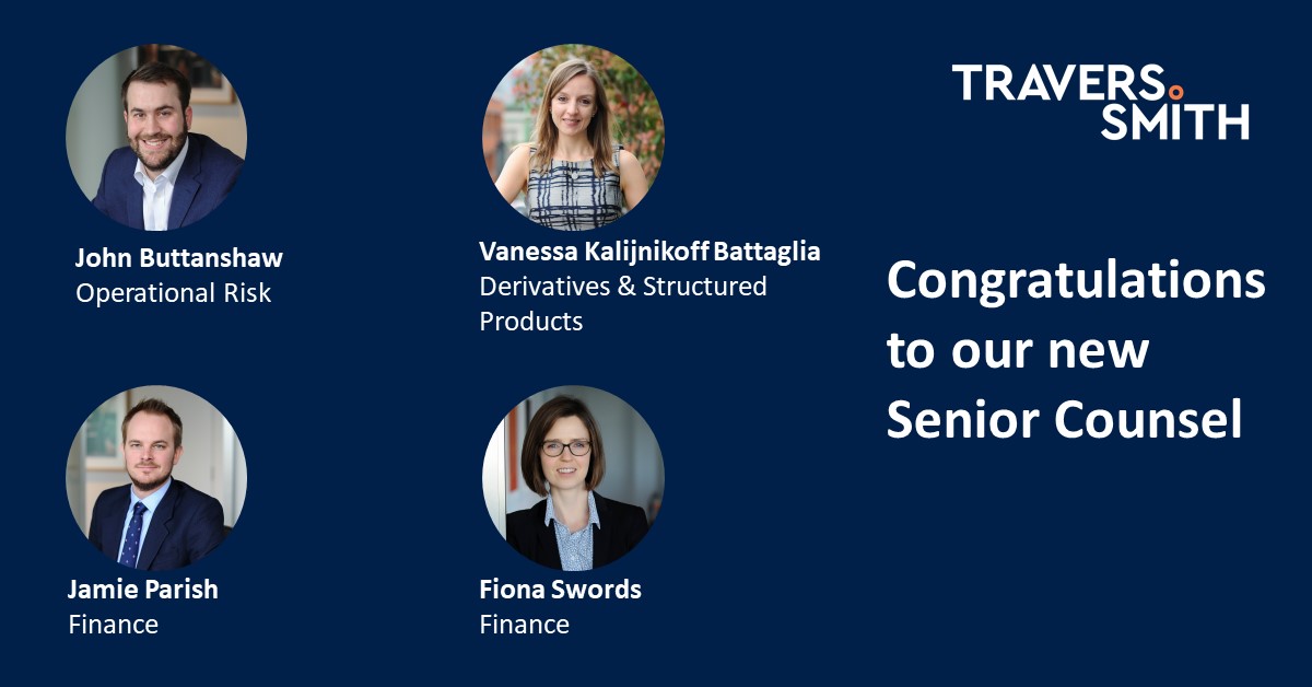 Travers Smith appoints four Senior Counsel in 2020 promotions round