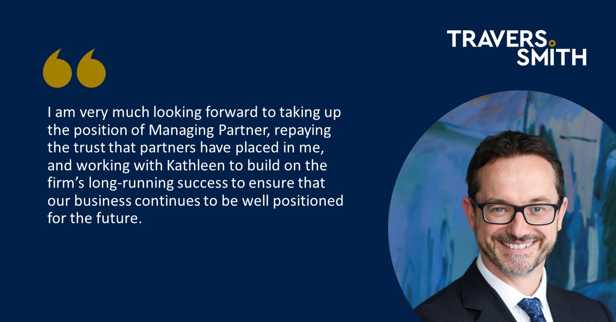 Travers Smith elects Edmund Reed as Managing Partner