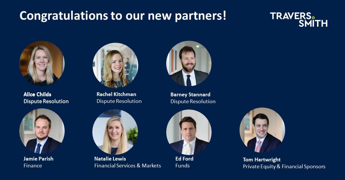 Travers Smith promotes seven lawyers to its partnership