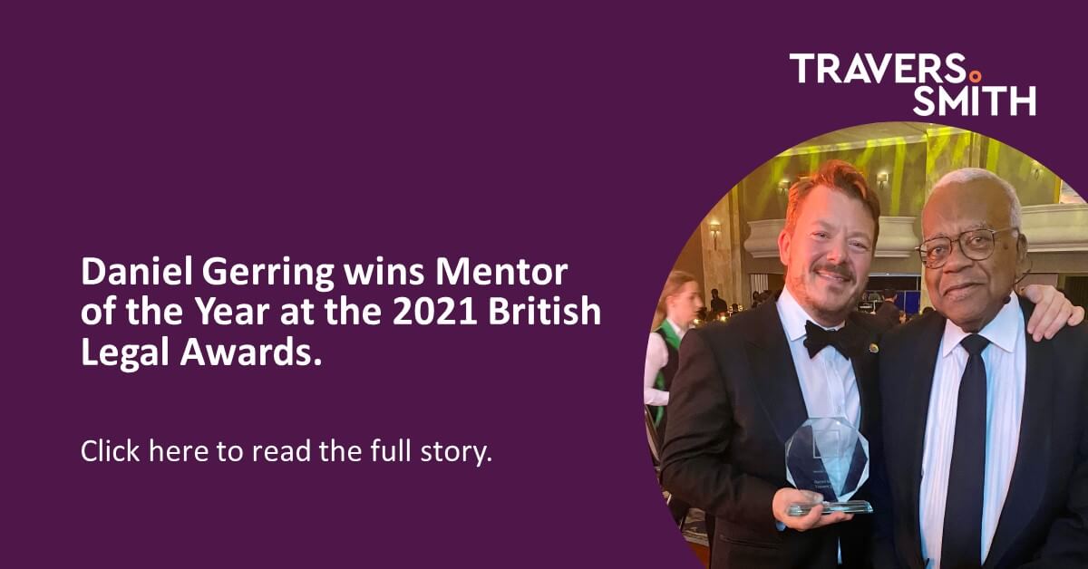 Daniel Gerring wins Mentor of the Year at the 2021 British Legal Awards