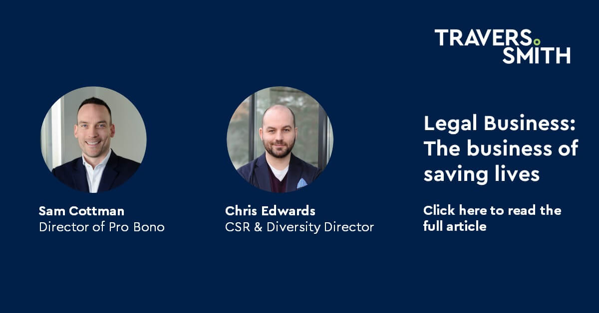 Legal Business: The business of saving lives | Travers Smith